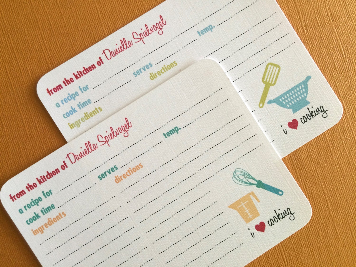 I Heart Cooking Personalized Recipe Cards Set of 20 - Etsy