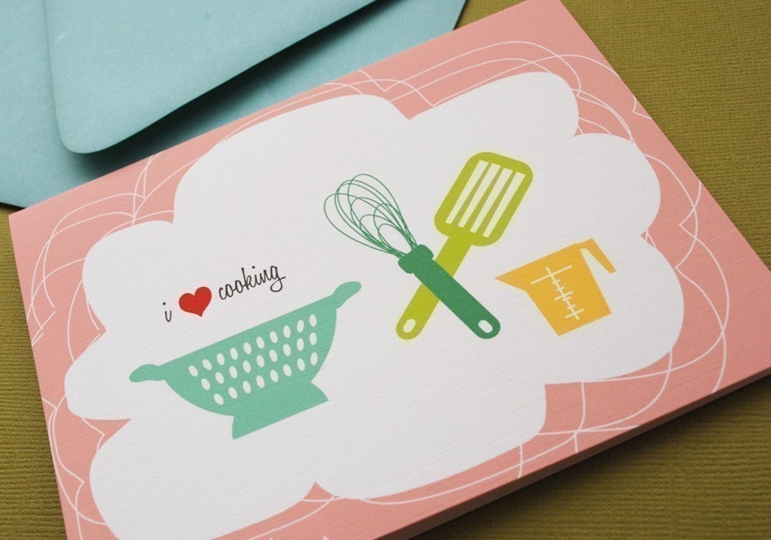 I Love Cooking- Single Card, Kitchen, Foodie, Hostess Gift ...