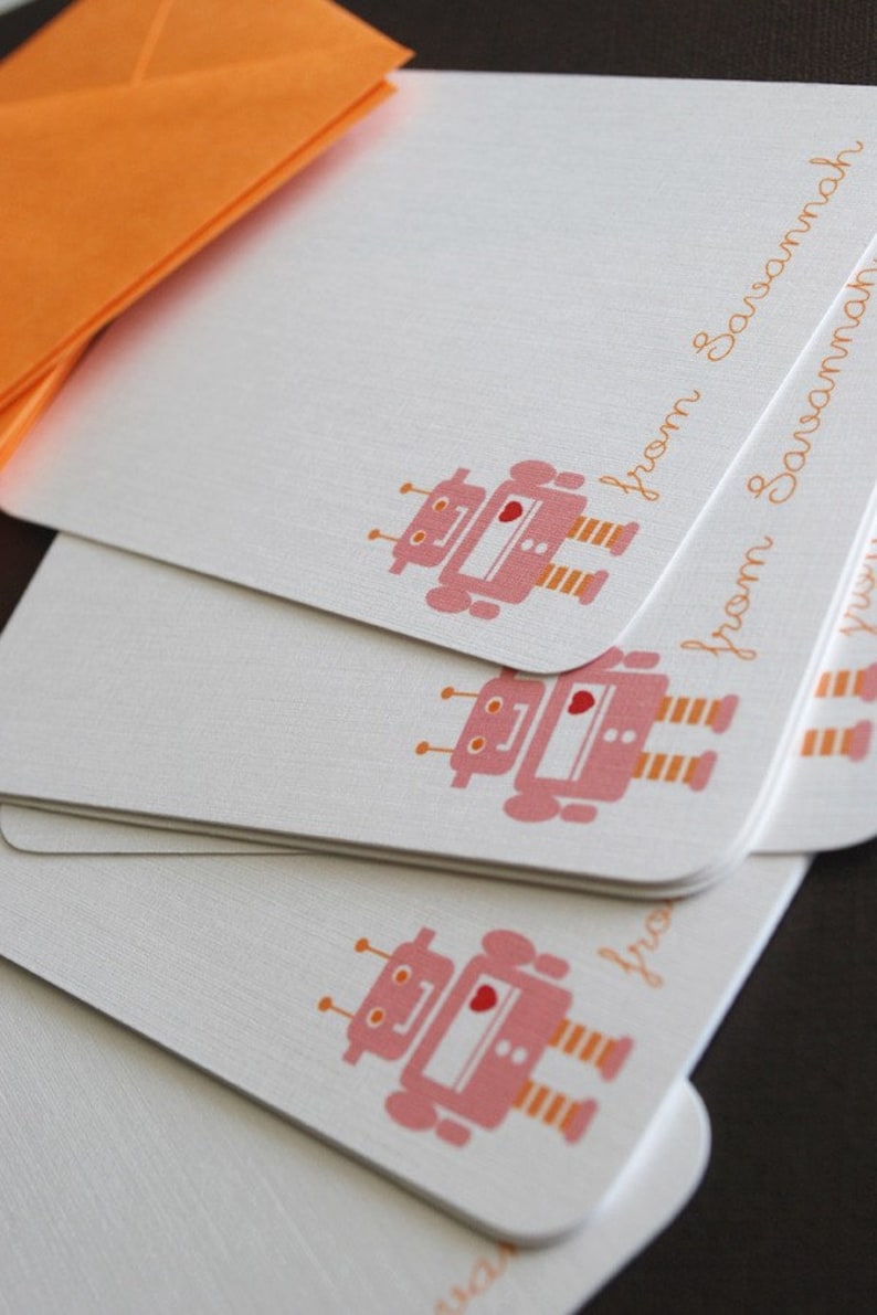 Robots- 50 Personalized Cards, Custom Stationery, Housewarming Gift ...