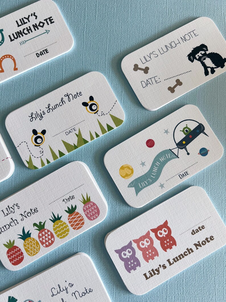 Personalized Lunch Note Cards Kids Lunchbox Notes Lunch Bag - Etsy