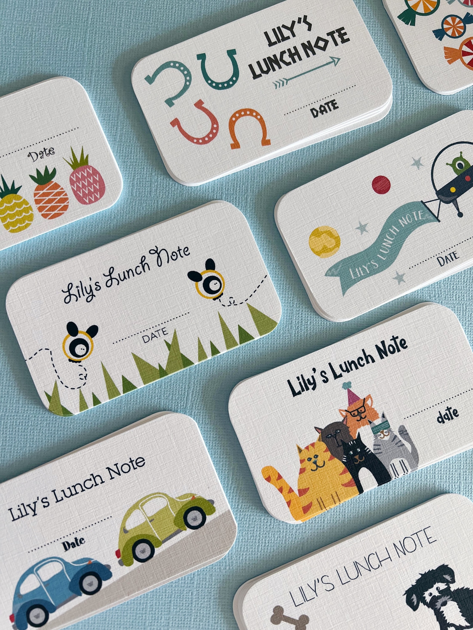Personalized Lunch Note Cards, Kids Lunchbox Notes, Lunch Bag Notes for ...