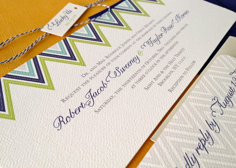 Lucky Us- Invitation Sample, Invitation Set, Invitation Suite, Chevron ...