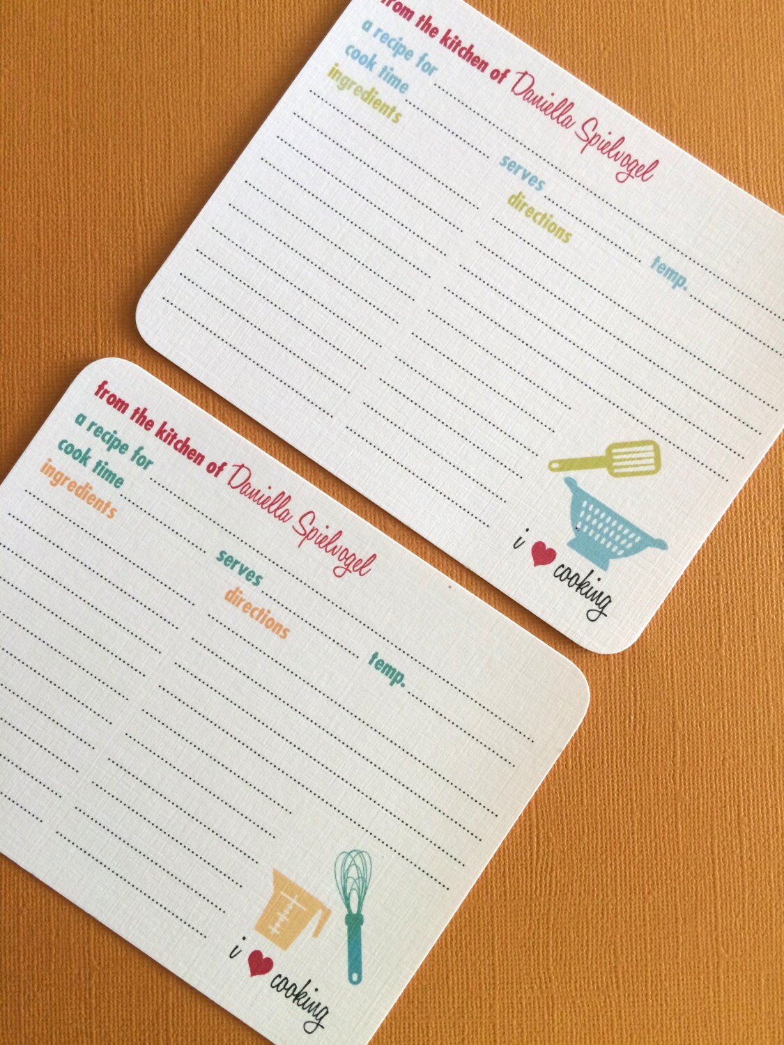 I Heart Cooking Personalized Recipe Cards Set of 20 - Etsy