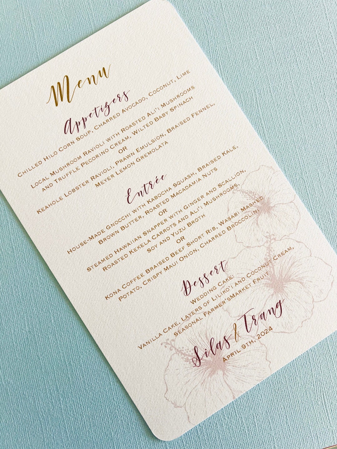 Vintage Hawaiian Wedding Menus, Paper Menus, Printed Menus, Destination ...