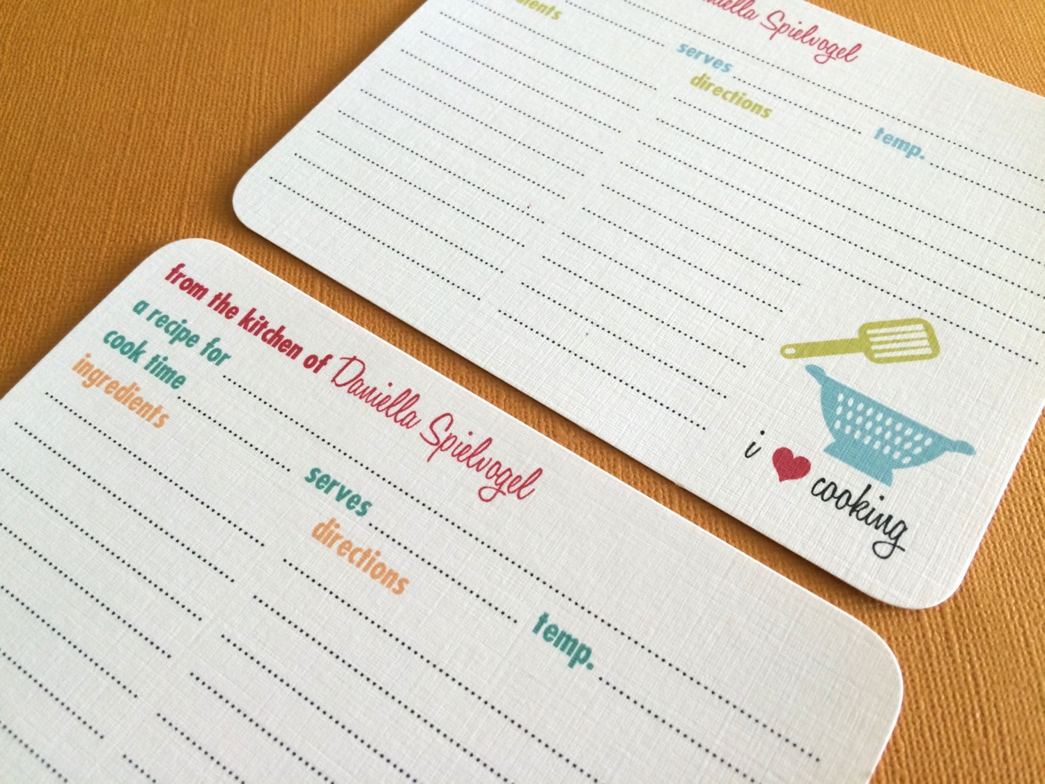 I Heart Cooking Personalized Recipe Cards Set of 20 - Etsy