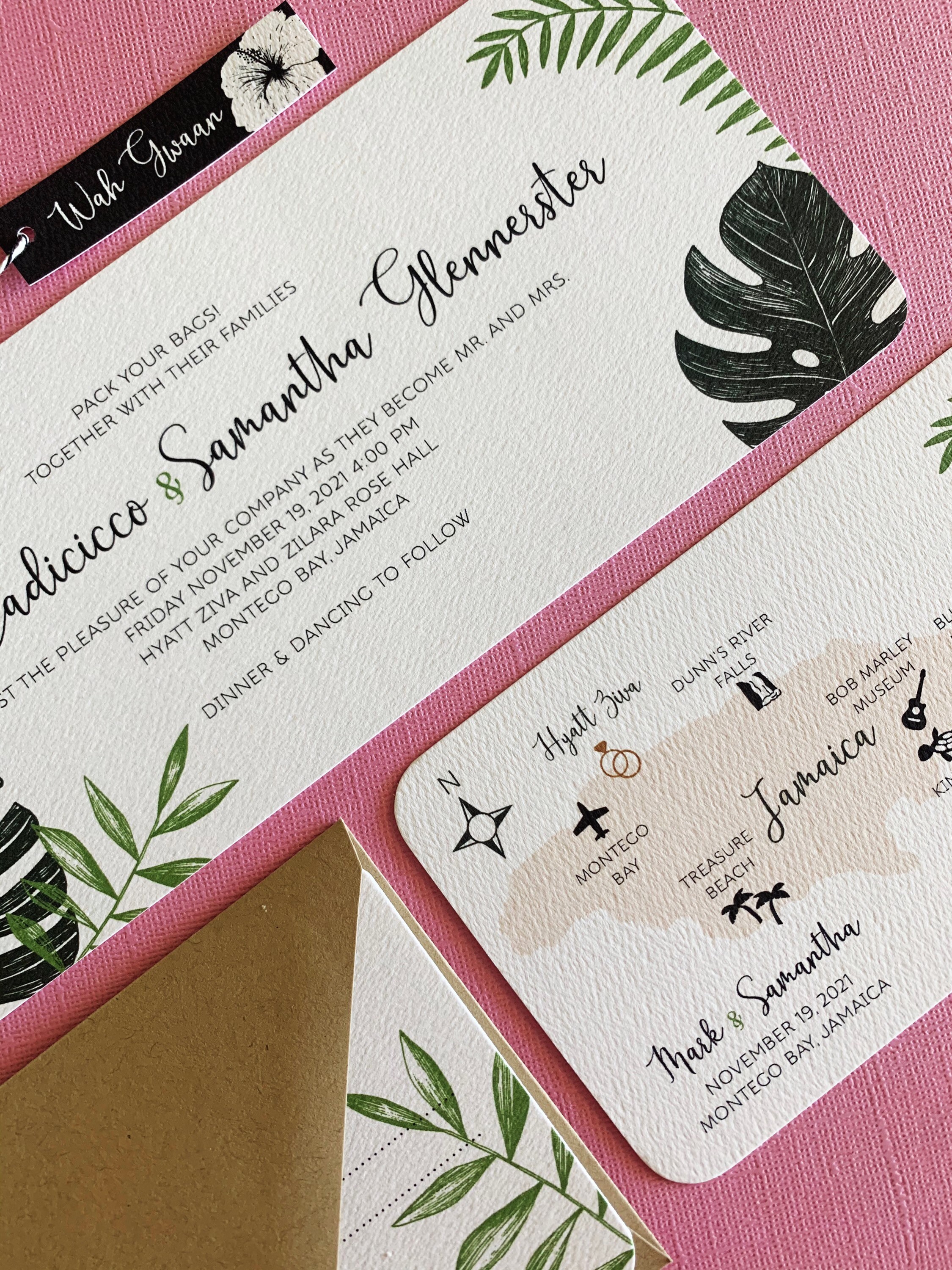 Palm Tropical Wedding Invitation, Modern, Destination, Beach, Island ...