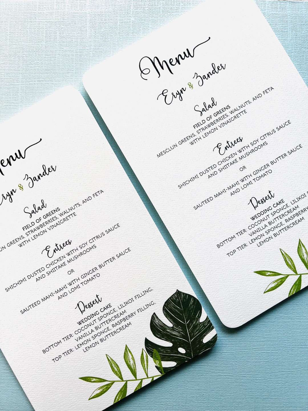 Palm Tropical Wedding Menus, Reception, Modern, Paper Menu, Printed ...