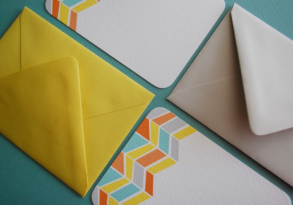 LIMITED Chevron pattern flat notecards set of 8 | Etsy