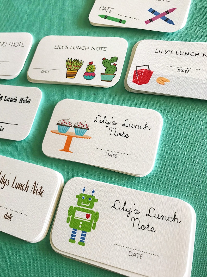 Personalized Lunch Note Cards Kids Lunchbox Notes Lunch Bag - Etsy