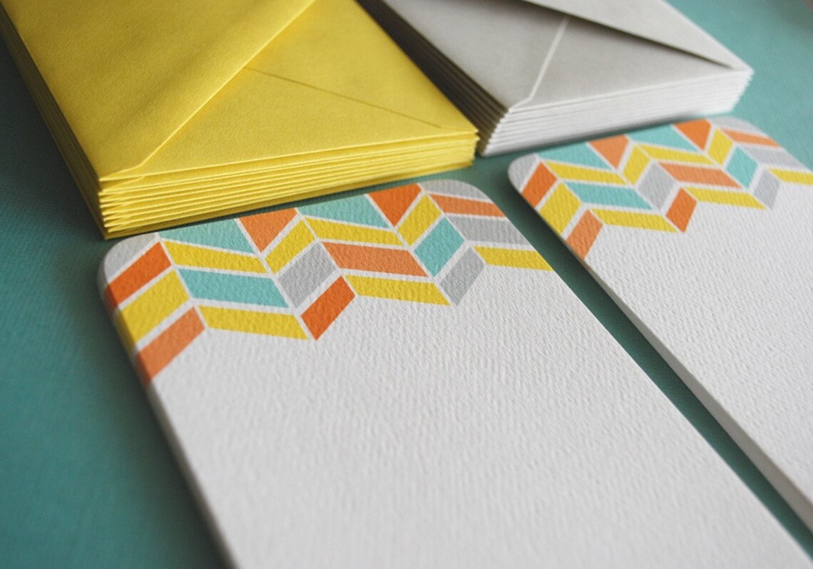 LIMITED Chevron Pattern Flat Notecards Set of 8 - Etsy