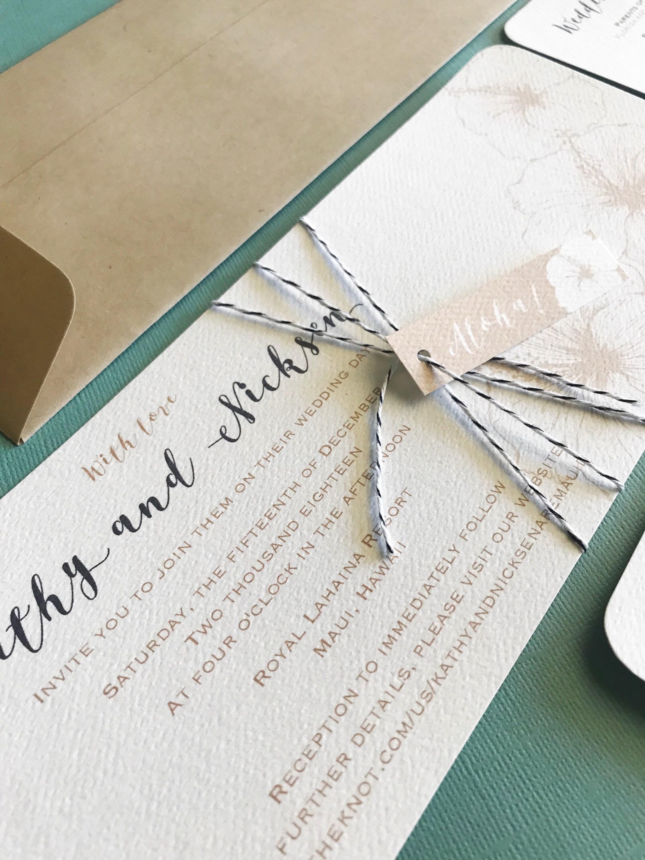 With Love Vintage Hawaiian- Invitation Sample, Neutrals, Black and Tan ...