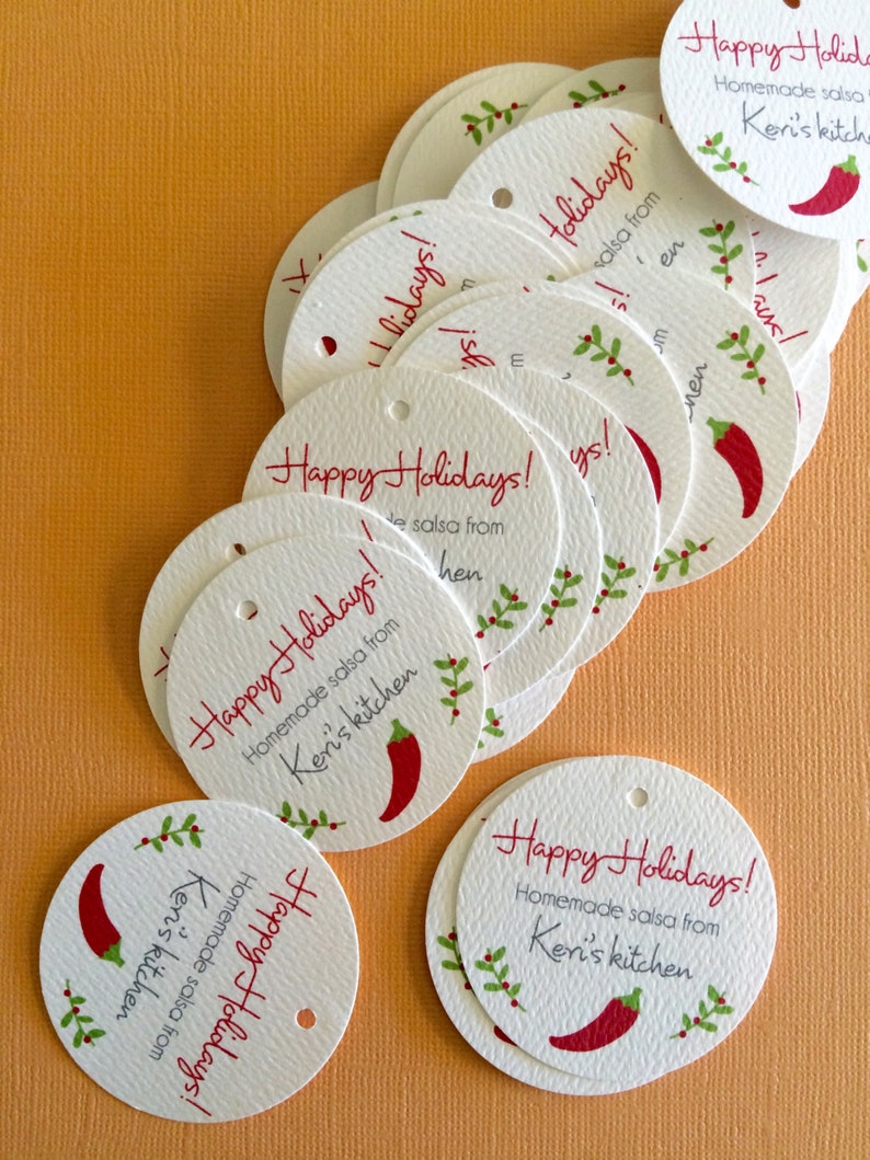Salsa Jar Tags, Sets of 20, Holiday Gifts, Homemade Gifts, Hostess ...