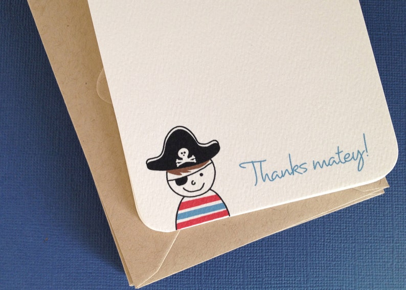 Thanks Matey Pirate Thank You Cards Birthday Party Kids - Etsy