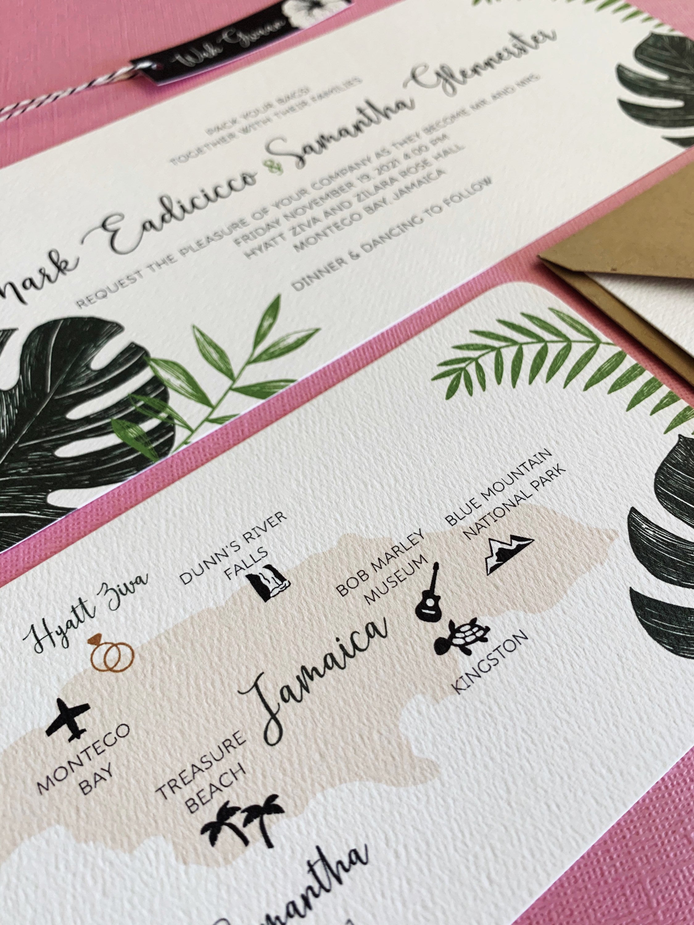 Palm Tropical Wedding Invitation, Modern, Destination, Beach, Island ...
