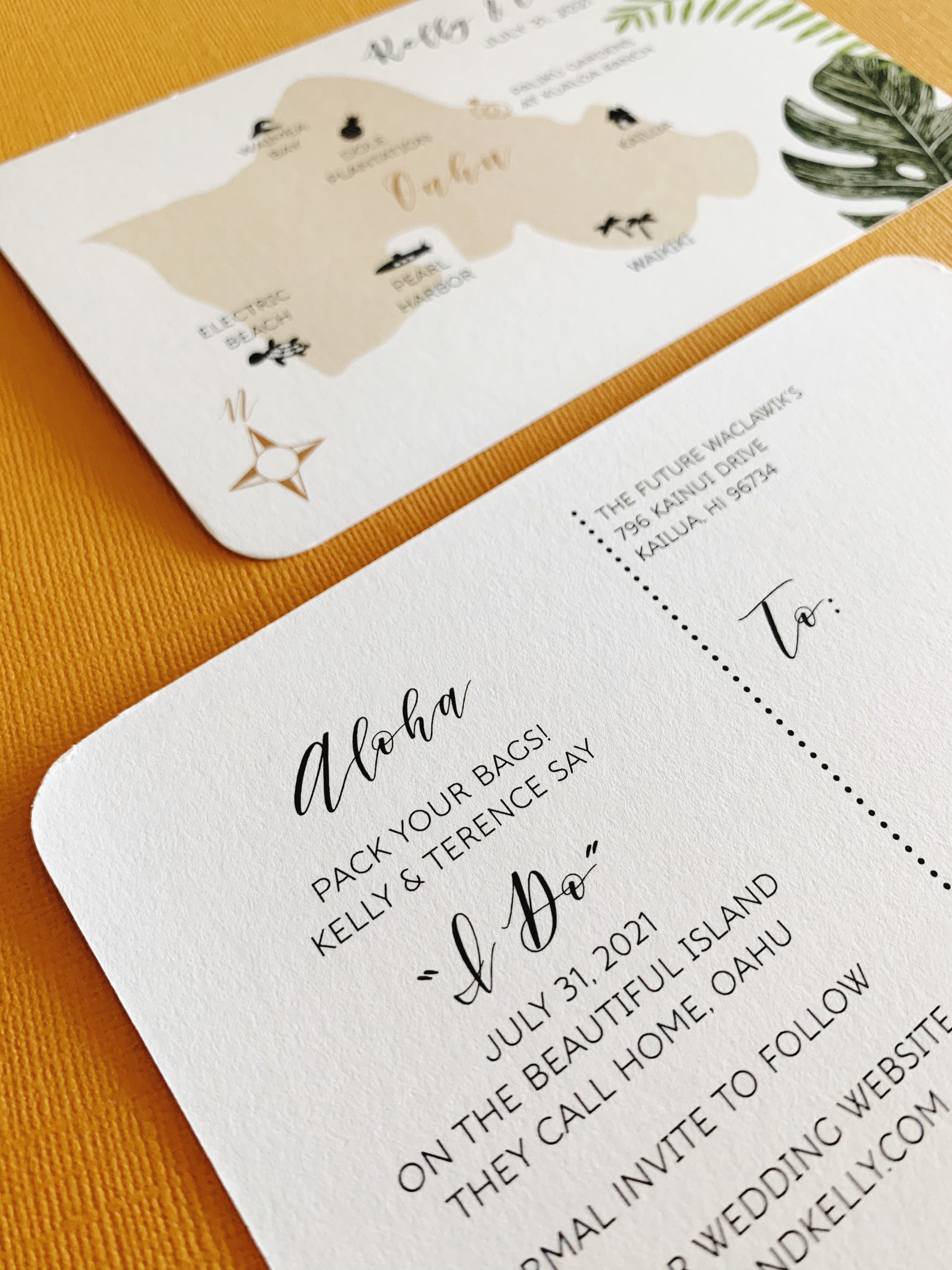 NEW Tropical Palm Hawaiian Wedding Map, Save the Date Postcard - Etsy