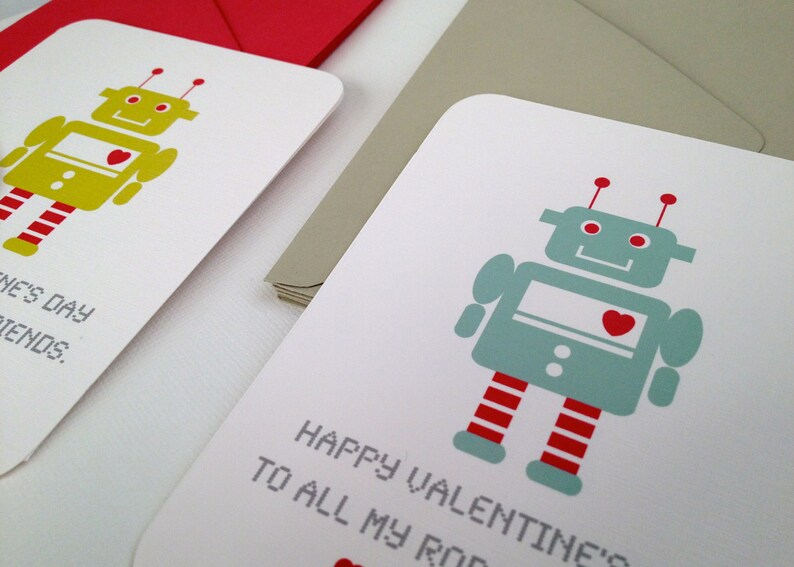 Valentine Robots Personalized Kids Cards PDF File for You to - Etsy