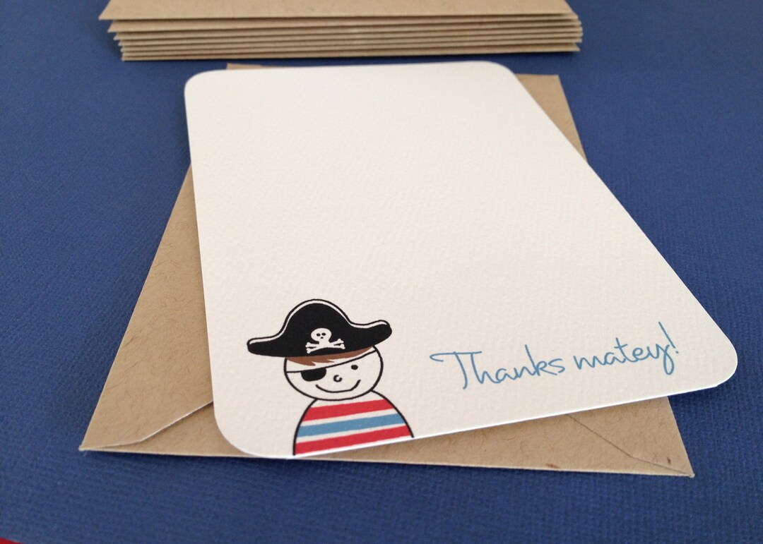 Thanks Matey, Pirate Thank You Cards, Birthday Party, Kids Birthday ...