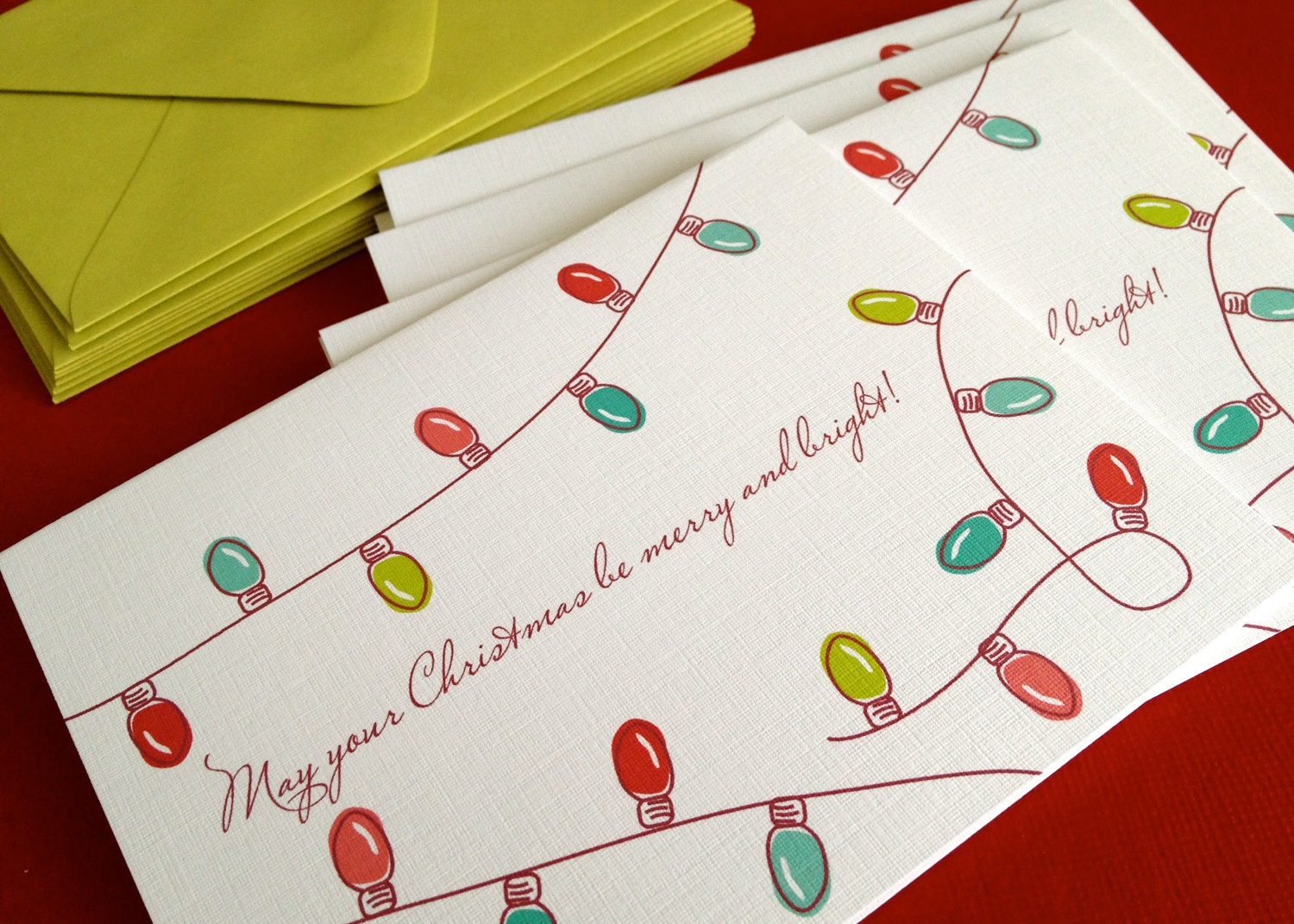 Christmas Lights greeting cards notecard card retro | Etsy