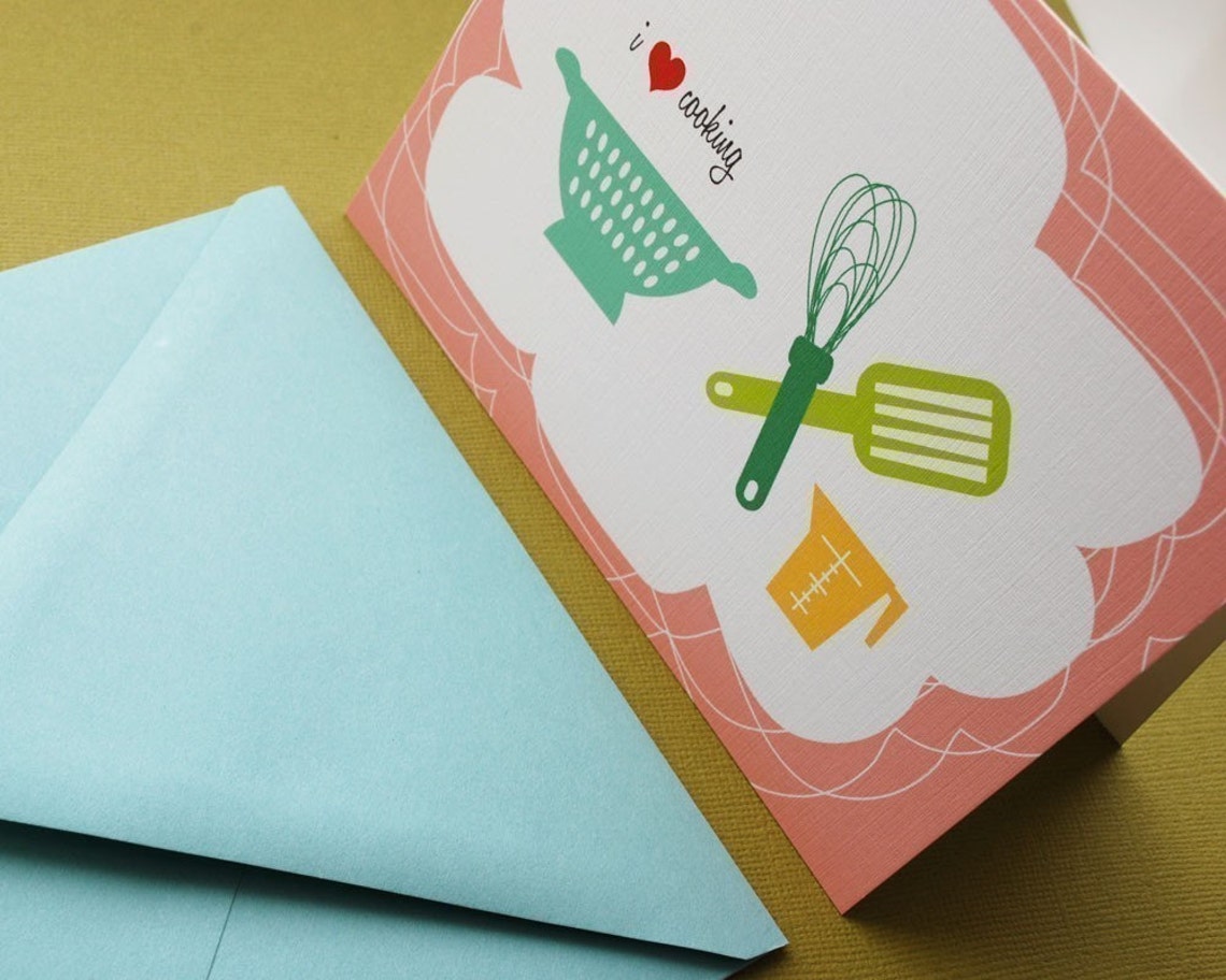 I love Cooking single card kitchen foodie hostess gift | Etsy