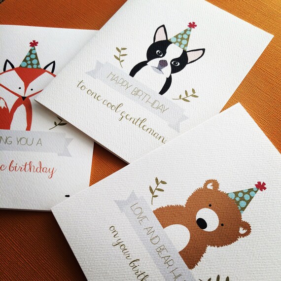 Party Animals Set of 6 Birthday Cards | Etsy