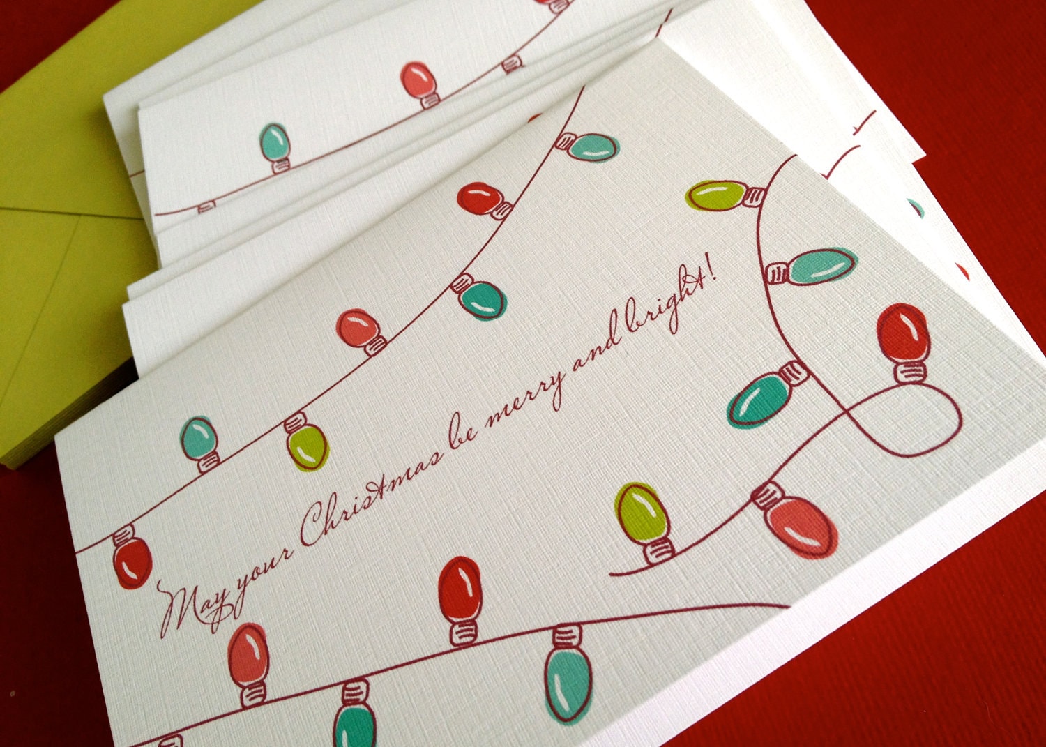 Christmas Lights greeting cards notecard card retro | Etsy