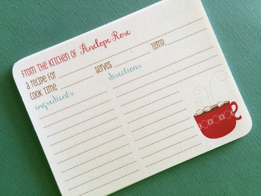 Holiday Hot Cocoa- Personalized Recipe Cards, Set of 20, Housewarming ...