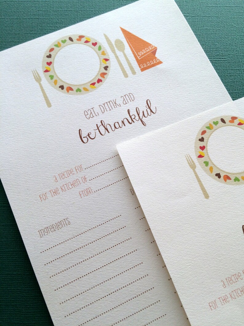 Thanksgiving Recipe Cards- Housewarming Gift, Teacher Gift, Bridal ...