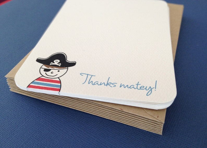 Thanks Matey Pirate Thank You Cards Birthday Party Kids - Etsy