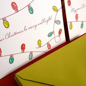 Christmas Lights Greeting Cards Notecard Card, Retro Christmas Card ...