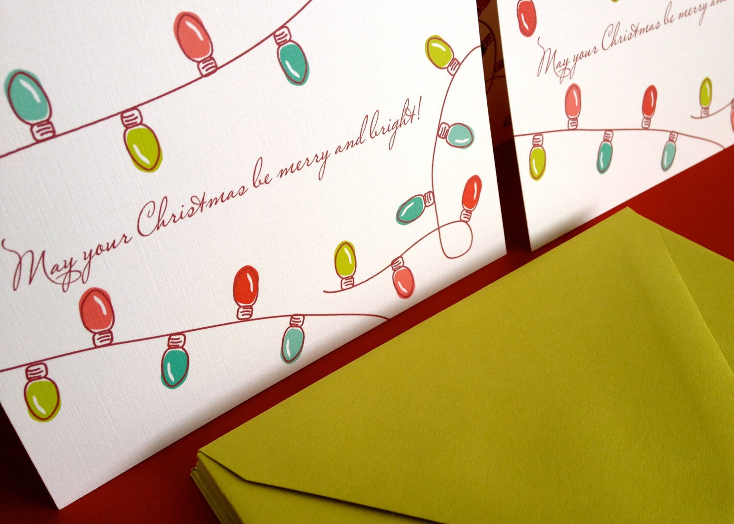 Christmas Lights greeting cards notecard card retro | Etsy