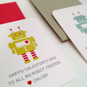 Valentine Robots, Personalized Kids Cards- PDF File for You to Print ...