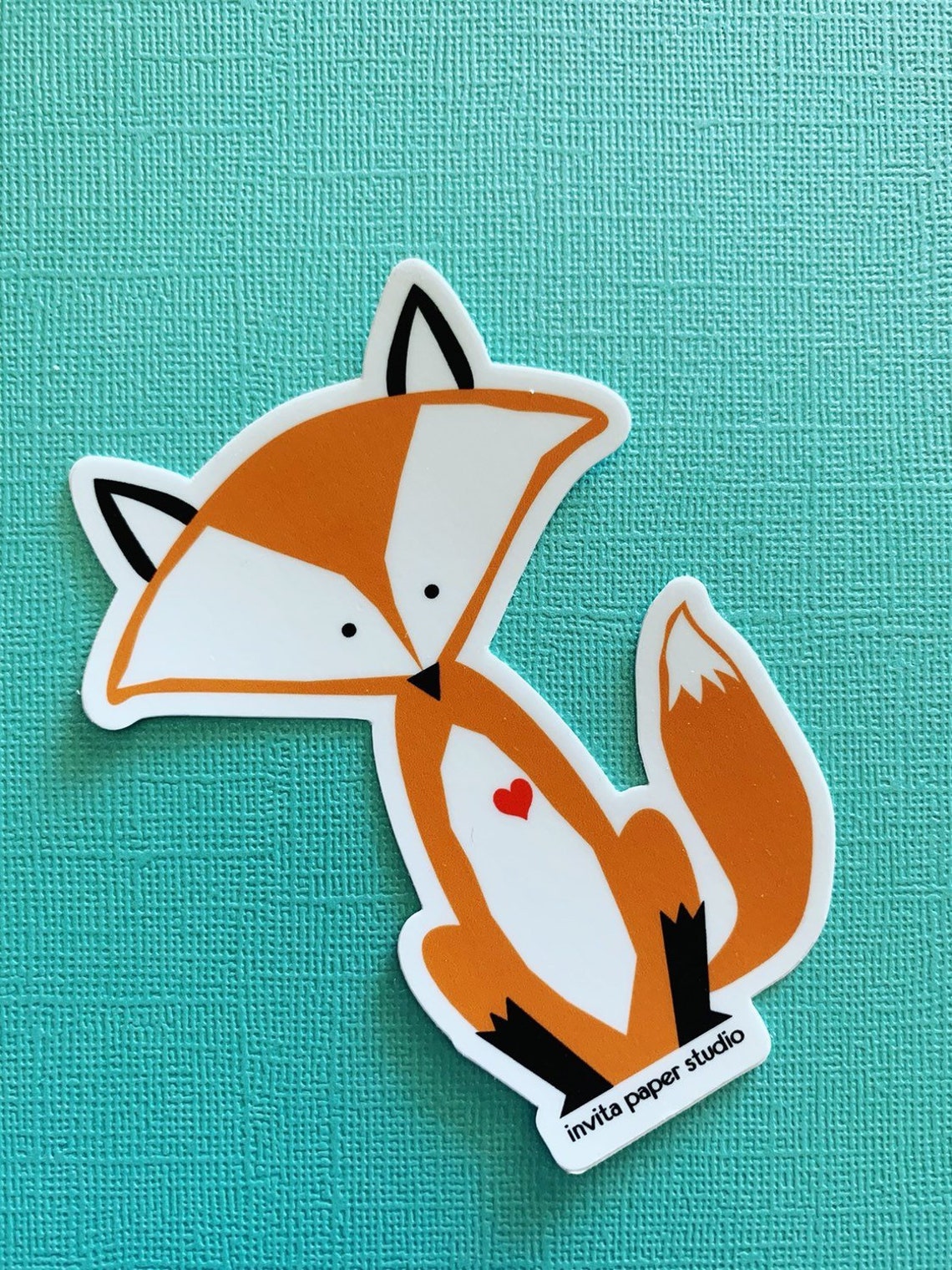 Fox Sticker, Orange Foxes, Love, Heart, Water Bottle Sticker, Vinyl ...