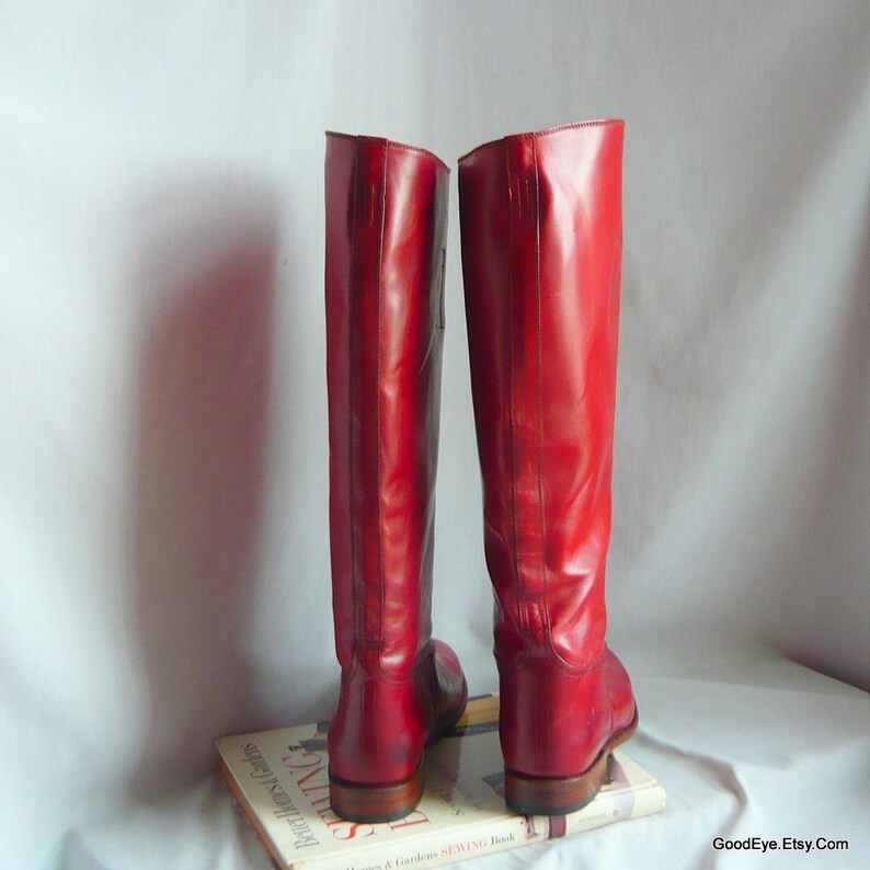 Vintage FRYE Riding Boots Brick RED Leather / Size 6 M Eu 36 UK 3 .5 ...