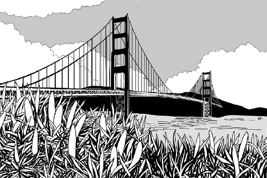 Golden Gate Bridge Illustration - Etsy