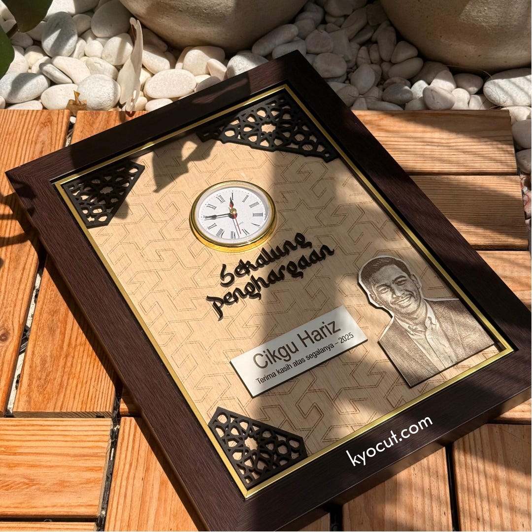 Custom Plaque With Clock and Portrait – Personalized Appreciation Gift ...