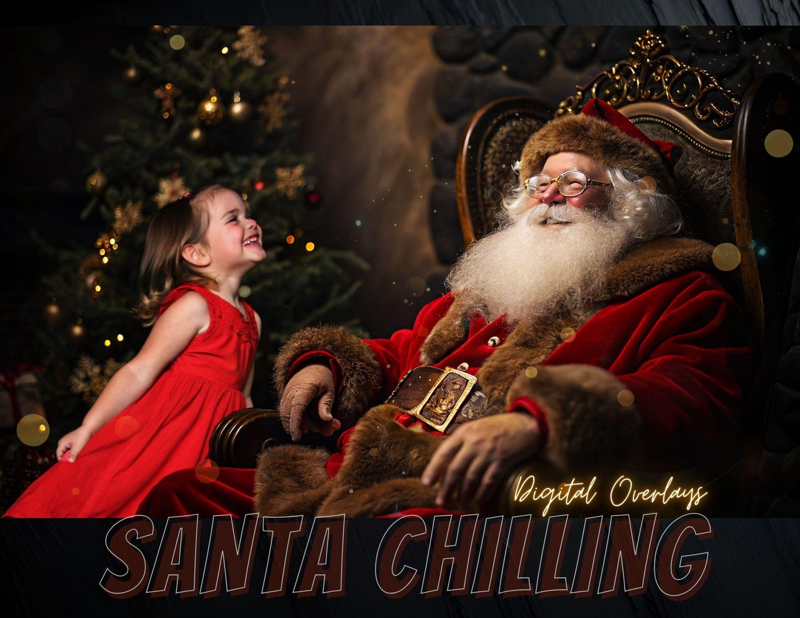 PSD Santa Chilling on Couch, Christmas Background Overlay Digital ...