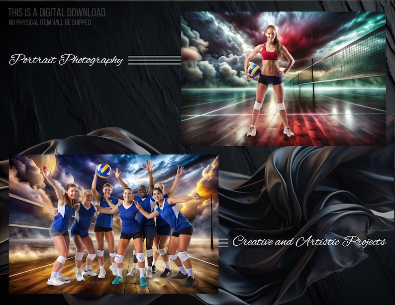 Volleyball Digital Backdrops: Sports Photography Backgrounds (23x15 ...