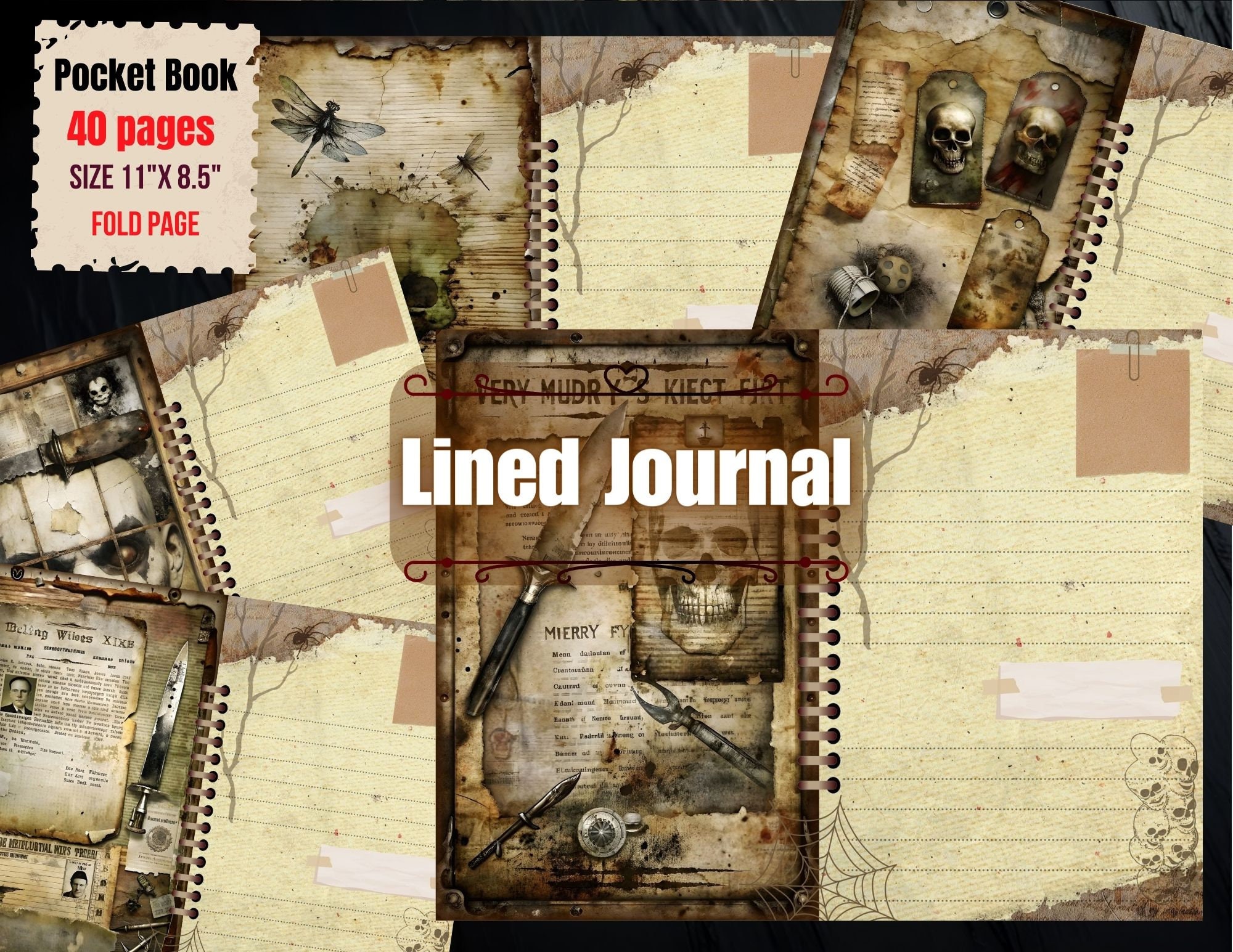 Junk Journal, Scary Scenes, Junk Journal Pages, Lined Journal, Junk ...