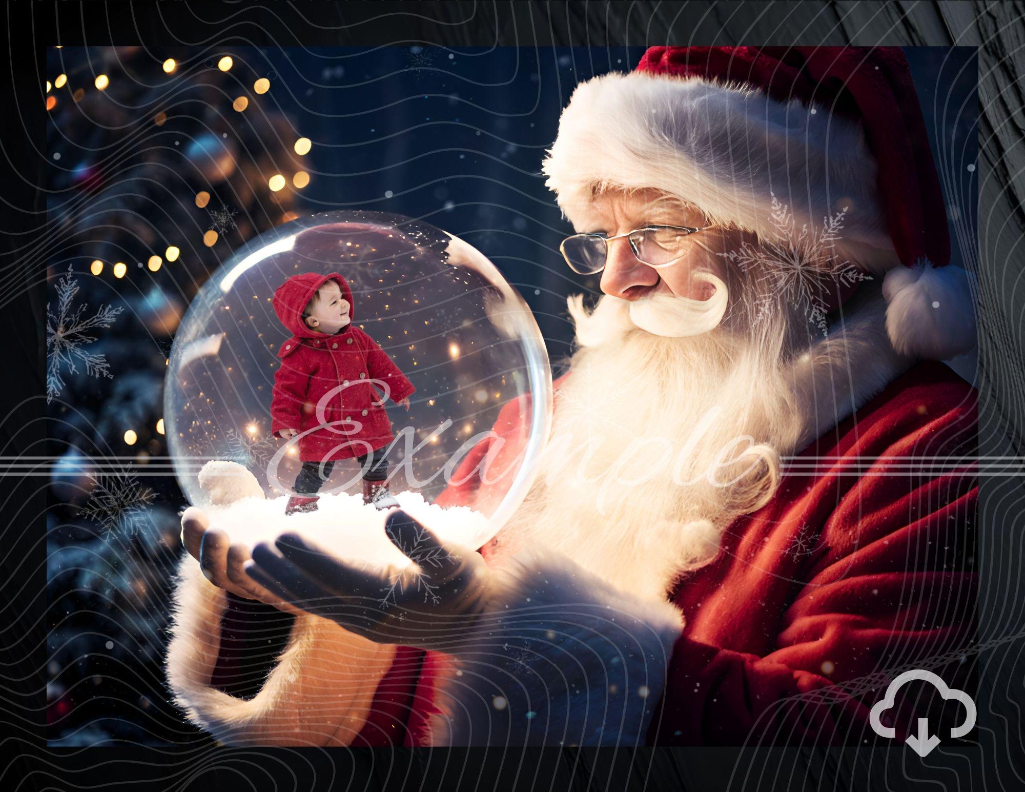 Santa's Snow Globe Magic, 5 Santal Claus Christmas Digital Background ...
