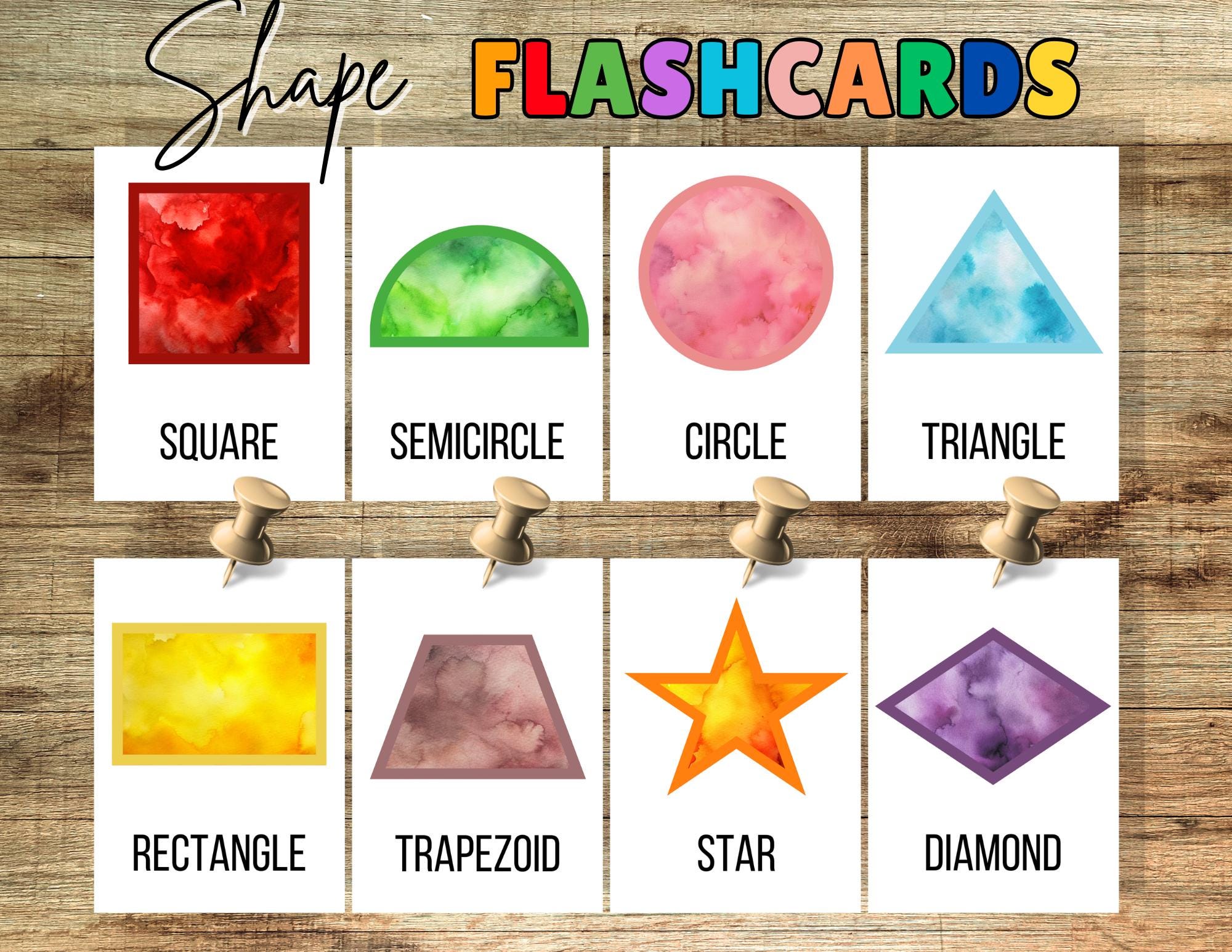 Shapes Flashcards, Geometric Shapes Flash Cards, Montessori Materials ...