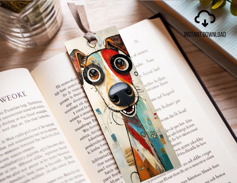 Funny Dogs Printable Bookmarks: Animal Art, Fussy Cuts (digital ...