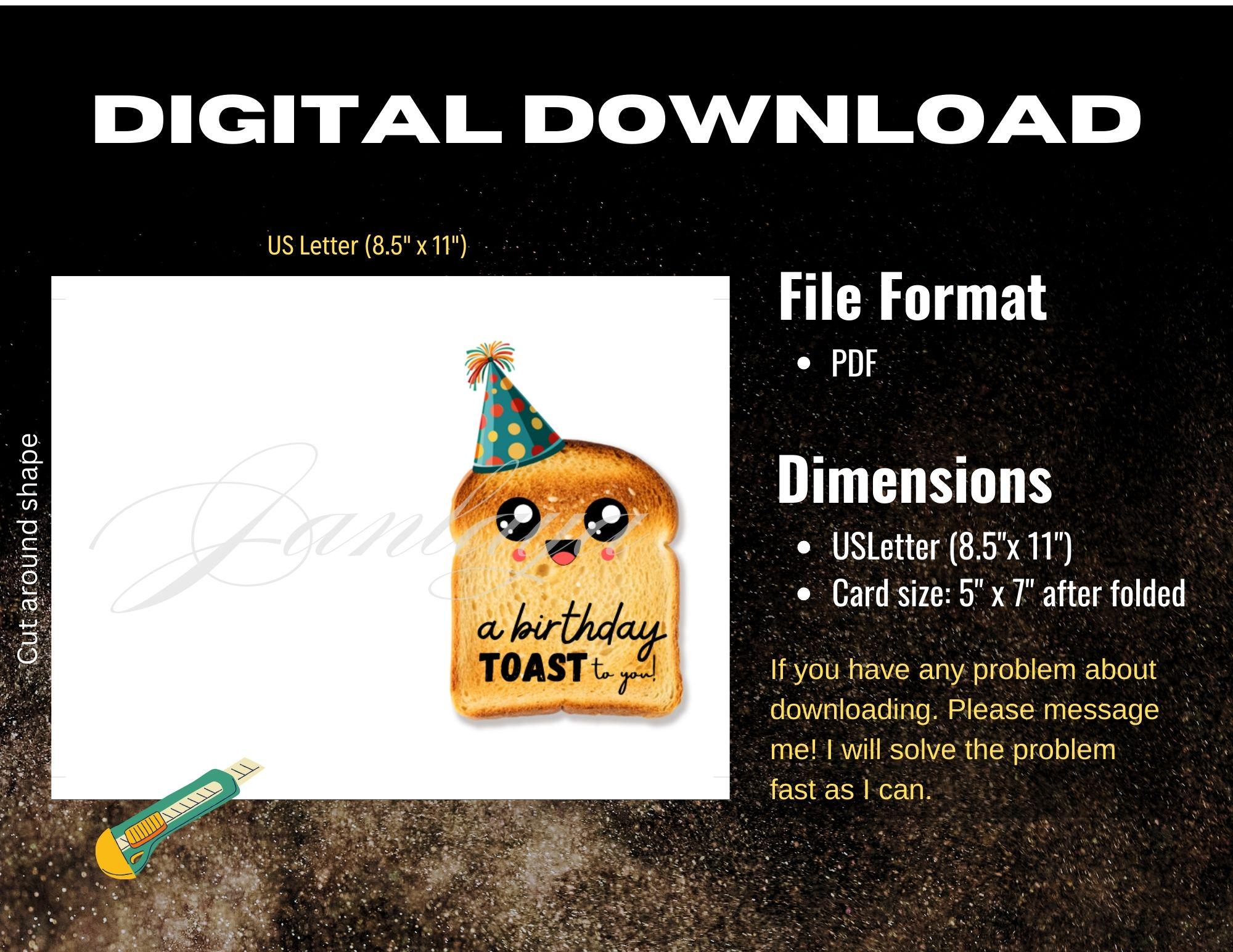 Funny Toast Birthday Card: Printable Celebration (digital Download) - Etsy