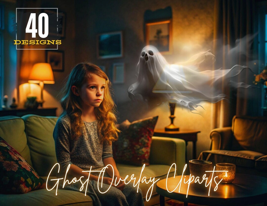 Spooky Ghost Overlays: Halloween Clipart Collection (digital Download ...