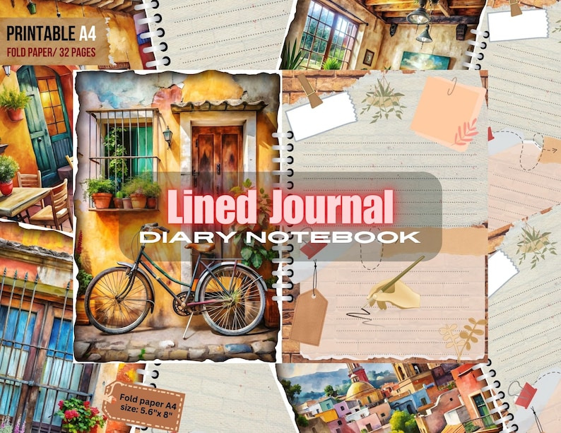 Mexican Cafe Scrapbook Paper: Lined Journal Pages (digital Download) - Etsy