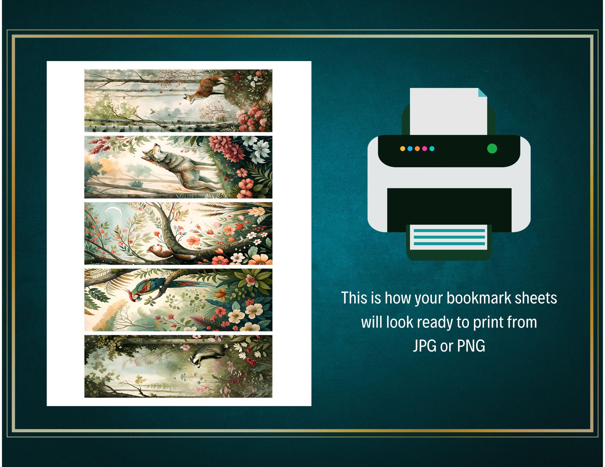 Woodland Animals Bookmarks: Printable Bookmark Set (digital Download ...