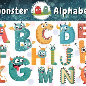 Monster Alphabet Clipart, Monster Letters PNG, Monster Uppercase Number ...