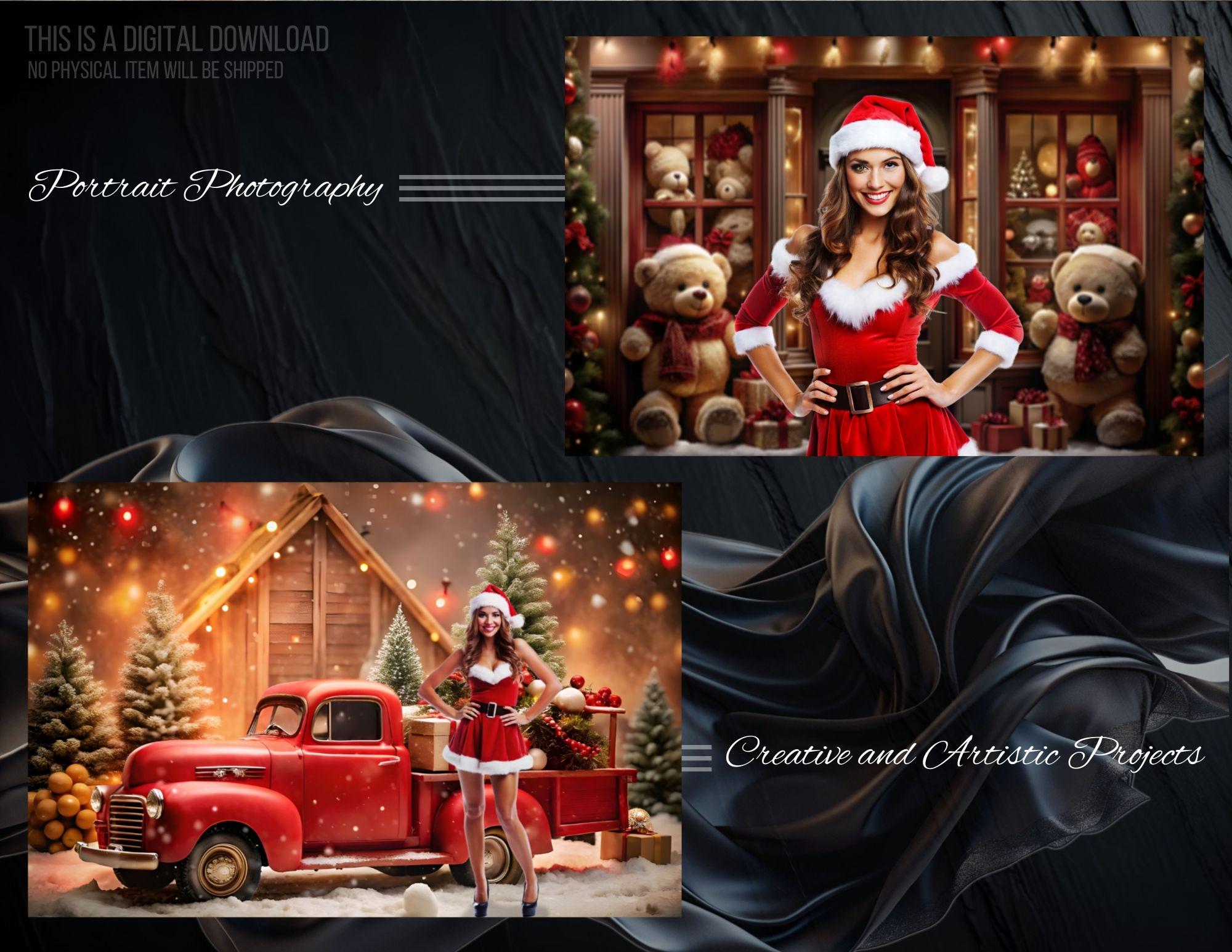 73 Christmas Digital Backdrops Festive Holiday Background for Photoshop ...