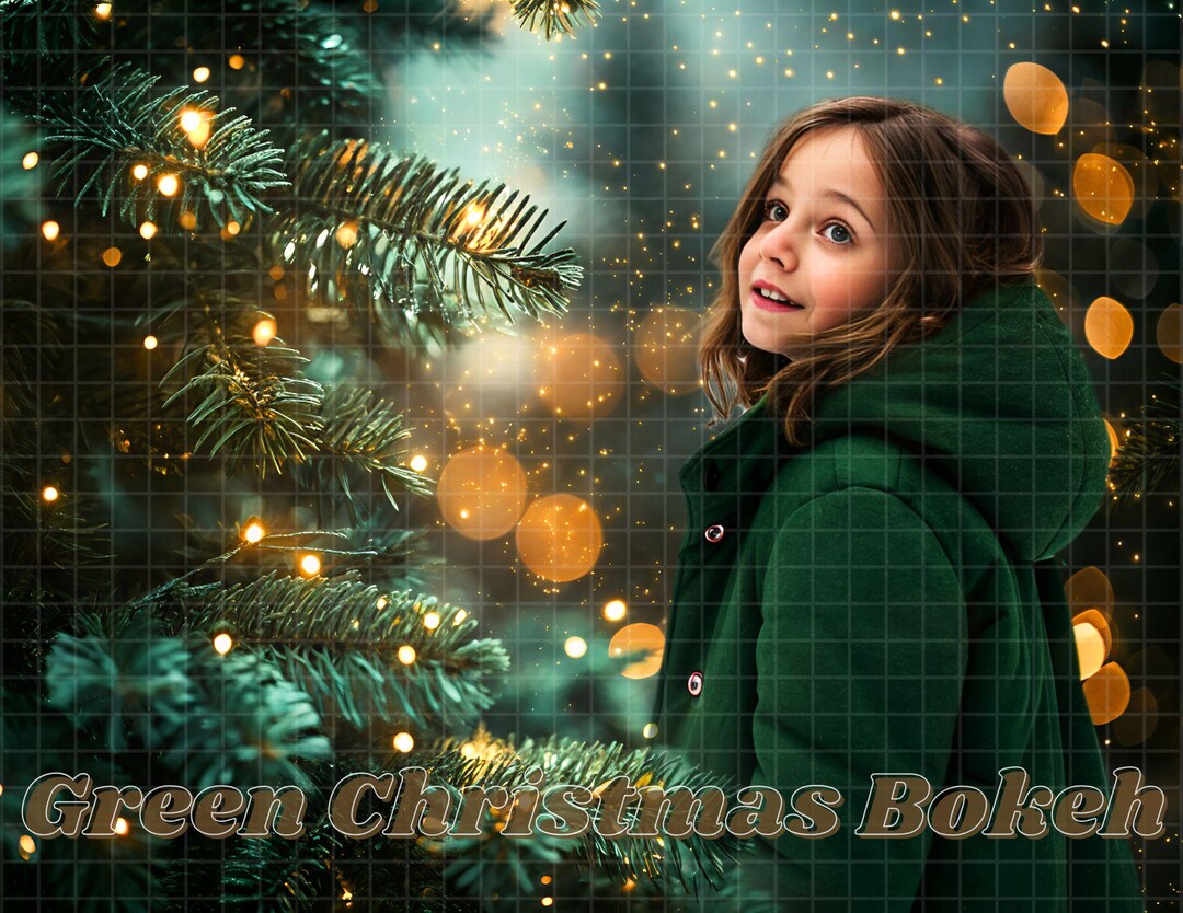 Green Christmas Bokeh Digital Background, 2 Fine Art Holiday Portrait ...