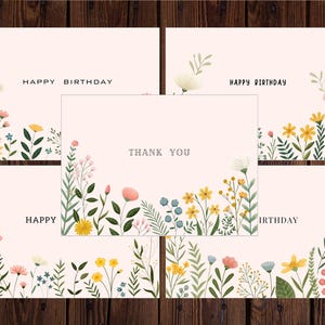 5 Editable Birthday Cards Canva Template Floral Birthday Cards Thank ...