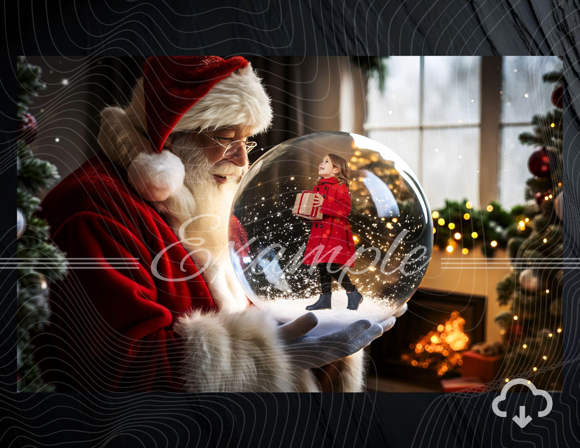 Santa's Snow Globe Magic, 5 Santal Claus Christmas Digital Background ...